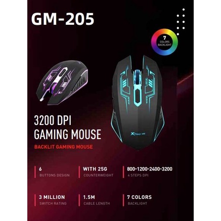 Xtrike ME GM-205 3200 DPI GAMING MOUSE BACKLIT GAMING MOUSE | Shopee ...