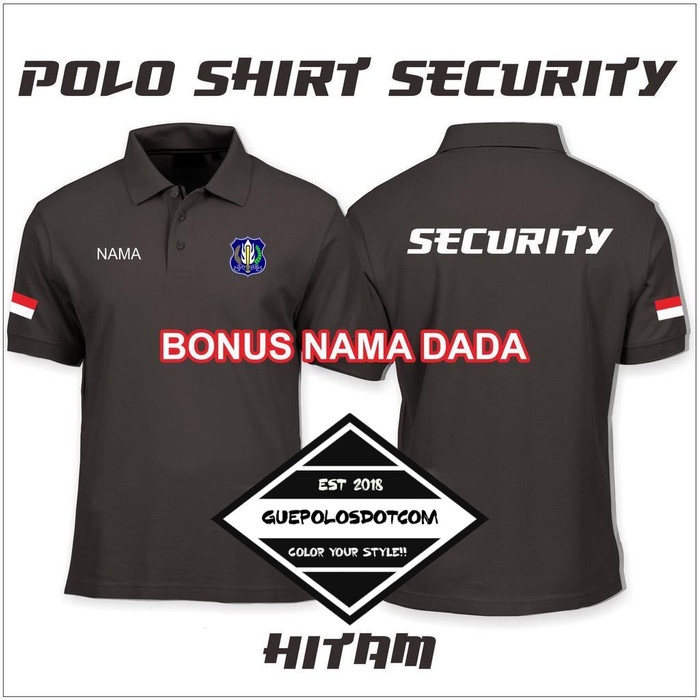 เสื้อยืด POLO SECURITY รหัส 06 NEW FONT - เสื้อโปโล BAJU SECURITY KAOS ...