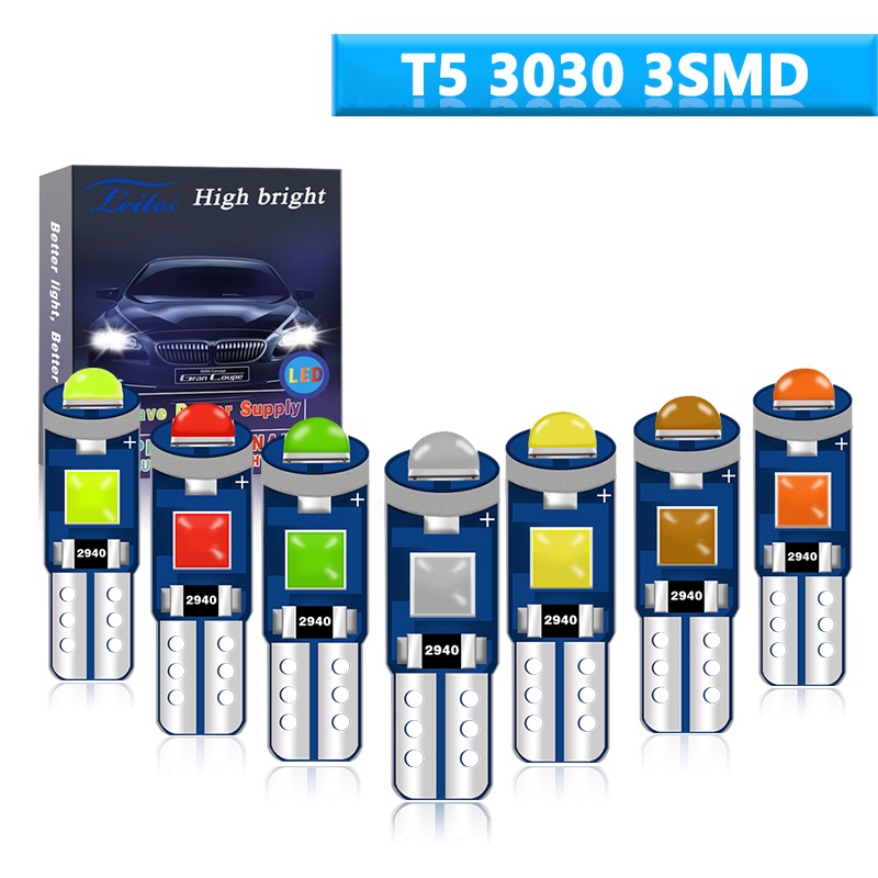 หลอดไฟ T5 LED W3W W1.2W Canbus 3030 3SMD 12V สําหรับติดตกแต่งภายในรถยนต์ | Shopee Thailand