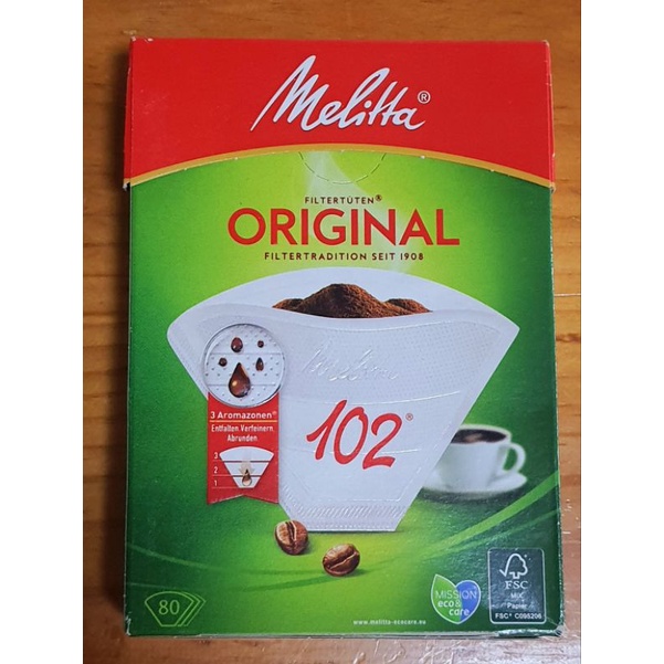 กระดาษกรองดริป ฟิวเตอร์ดริปกาแฟ Melitta Germany เบอร์ 102 | Shopee Thailand