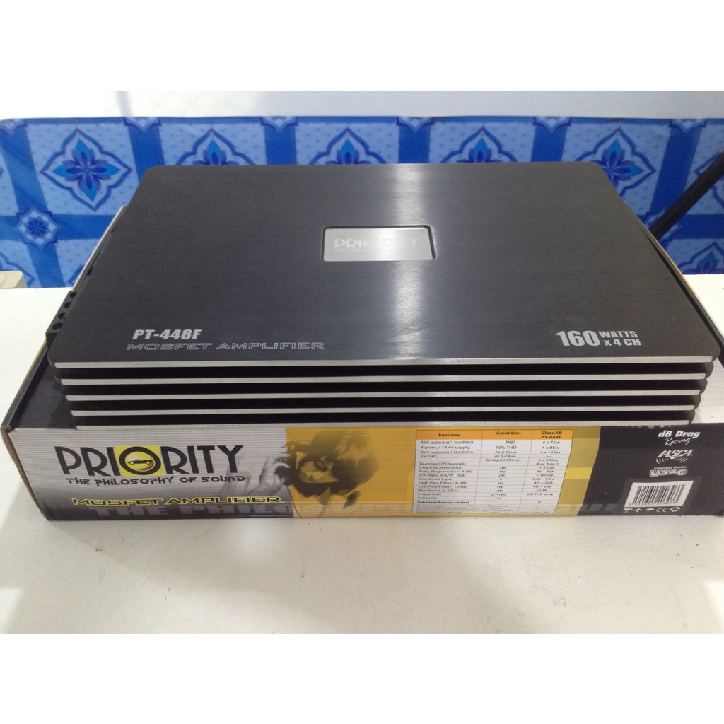พาวเวอร์ แอมป์ รถยนต์ เครื่องเสียงติดรถยนต์ เครื่องขยายเสียงในรถยนต์ PRIORITY PT-448F 160WATTS x ...