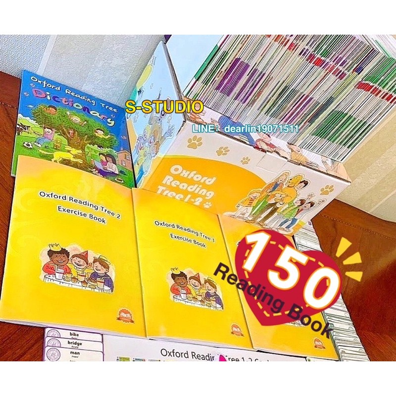 Oxfords reading tree 1-2 จำนวน150 +2Workbooks+Oxford Dictionary+USB Level1-2 big box 153 books ...
