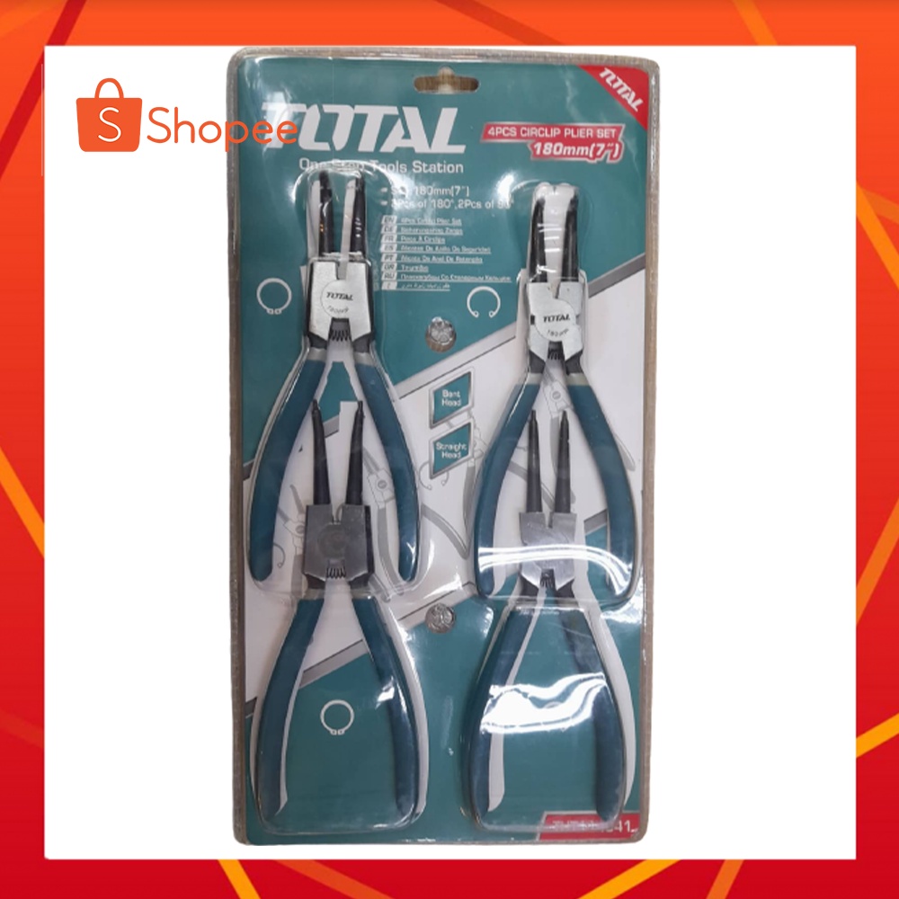 TOTAL 4PCS CIRCLIP PLIER SET 180MM 7'' ( คีมหนีบ-ถ่าง 4ตัวชุด 180มิล 7 ...