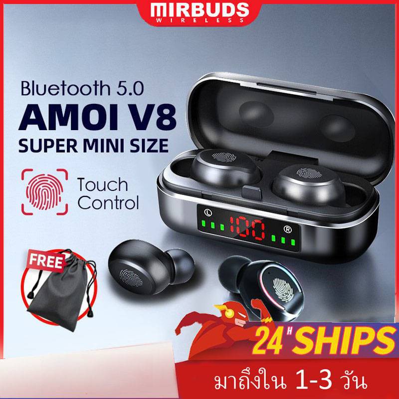 ของแท้ 100% MIRBUDS V8 หูฟังบลูทู ธ หูฟังหูฟังไร้สายจอแสดงผล LED Touch Control กันน้ำ IPX7 ...