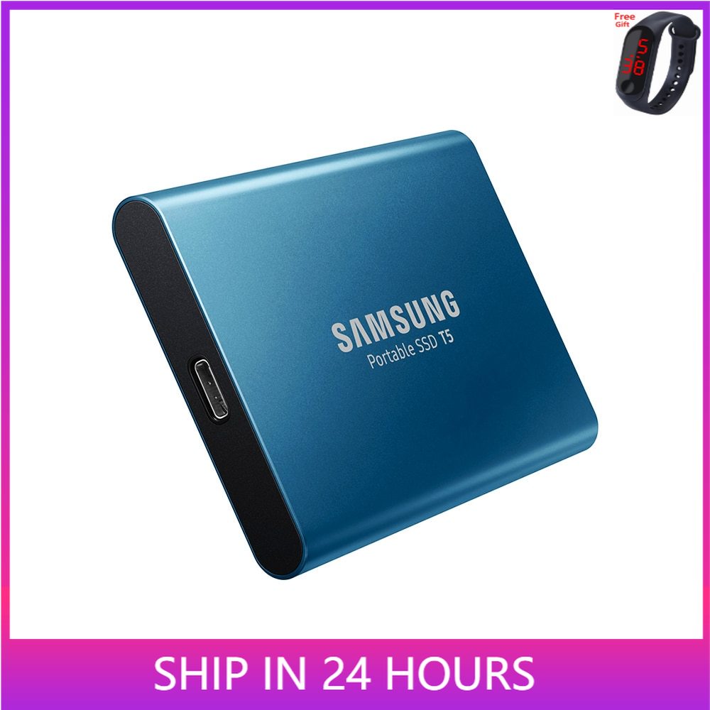Samsung Portable SSD T5, 500 GB SSD, 2,5 inch, externally, Blue- show ...