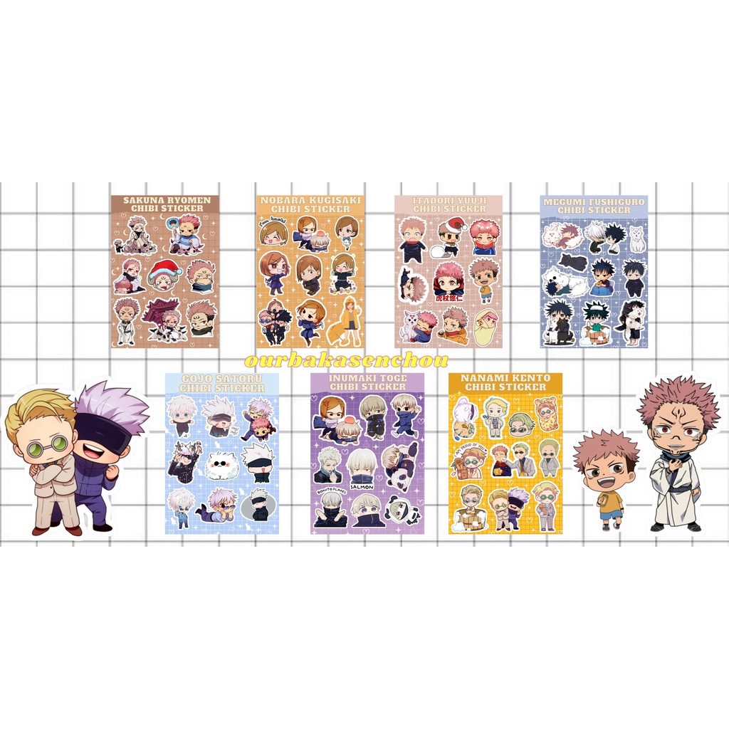 ชุดสติ๊กเกอร์ JUJUTSU KAISEN CHIBI VERSION GOJO SAKANA MEGUMI NOBARA ...