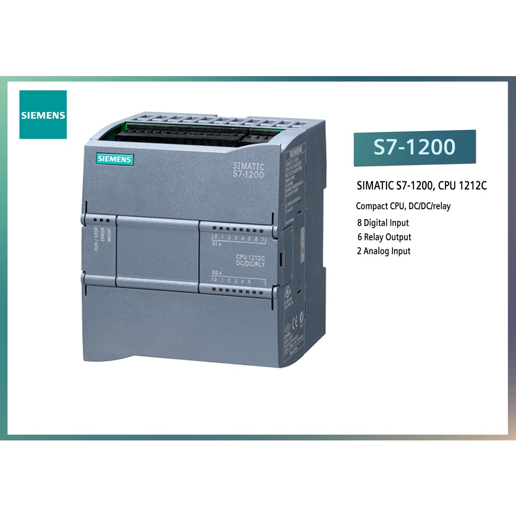 SIMATIC S7-1200, CPU 1212C, compact CPU, DC/DC/relay, onboard I/O: 8 DI ...