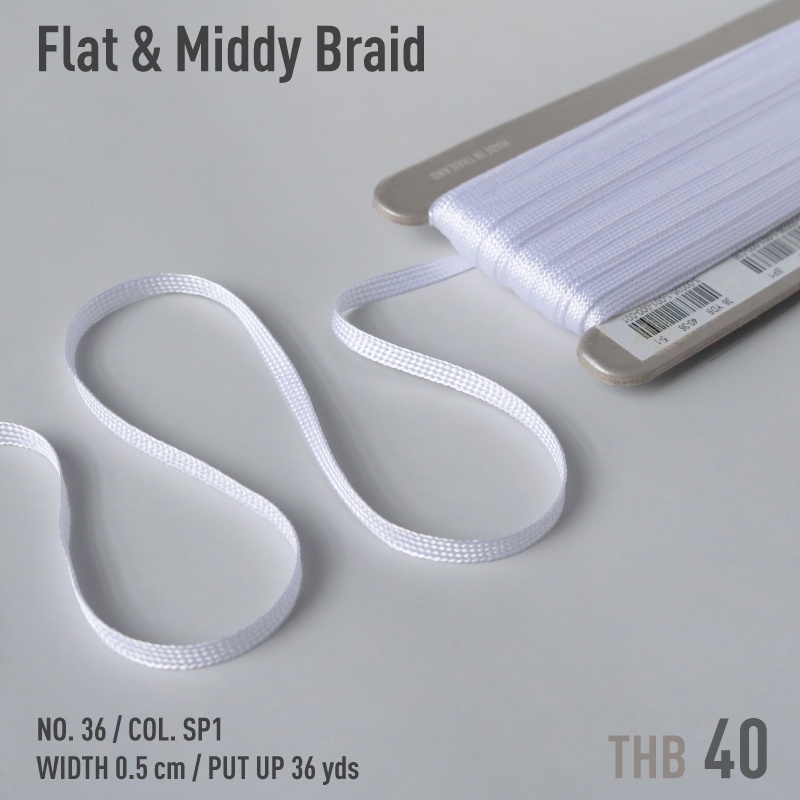 MOMOTARA No. 36 เทปถัก Braid เทปถักแบน Flat & Middy Braid ขนาด 0.5 CM ...