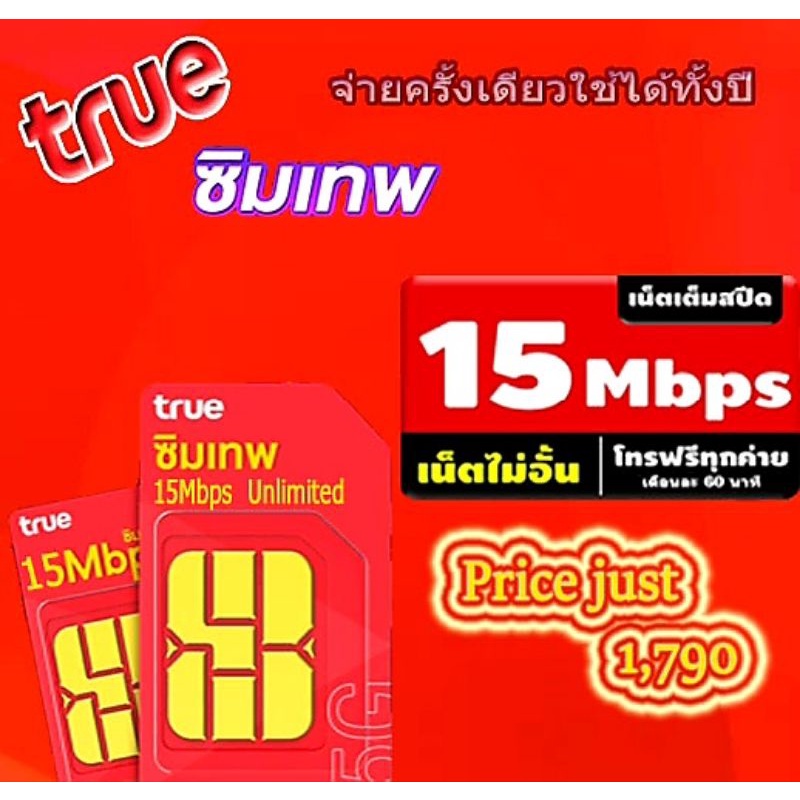ซิมเทพ 15 Mbps. จ่ายครั้งเดียวใช้ได้ทั้งปี | Shopee Thailand