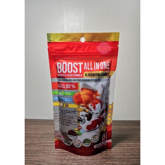 BOOST All in one 50g. 100g. 200g. (อาหารปลาสวยงามสูตรเร่งโต เร่งสี ผสม ...