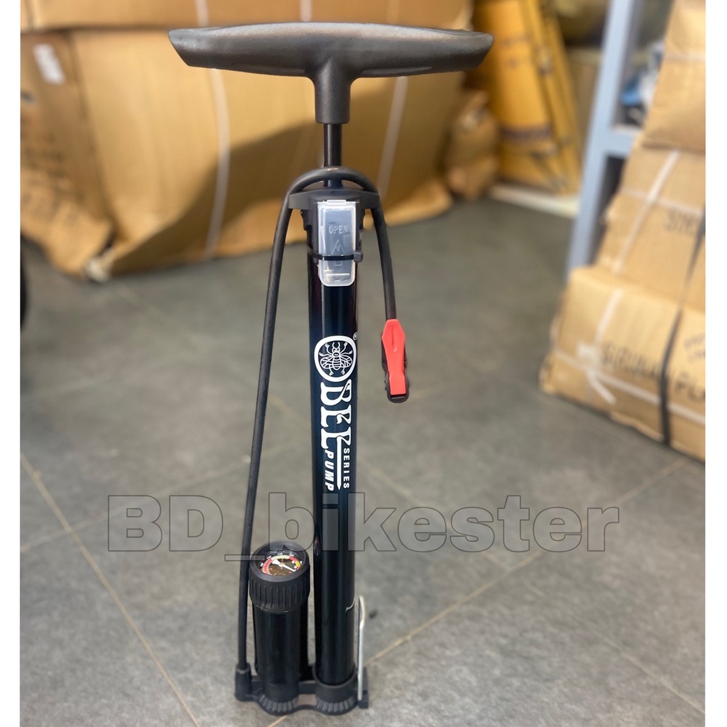 สูบลมตั้งพื้น Bee Pump แบบมีเกจวัด สีดำ ราคาพิเศษ 250 บาท | Shopee Thailand