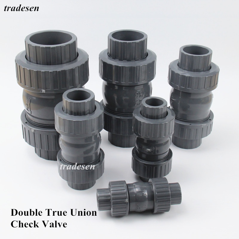 1Pcs I.D20-63mm UPVC One Way Non-Returned Double True Union Check Valve ...