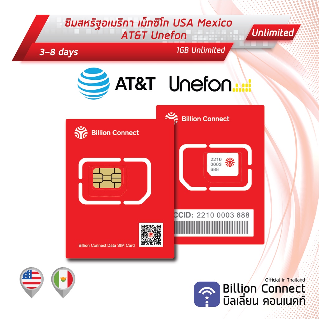 USA Mexico Sim Card Unlimited 1GB Daily สัญญาณ AT&T T-Mobile Unefon ...