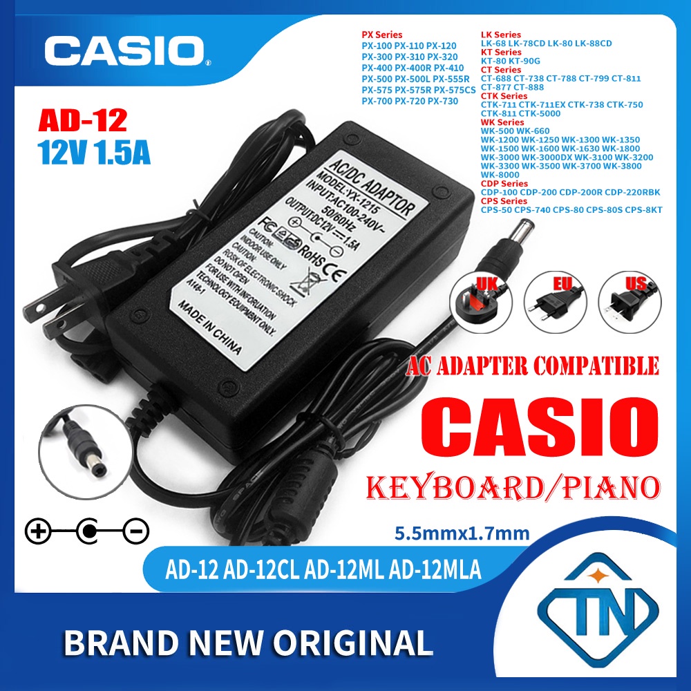 อะแดปเตอร์พาวเวอร์ซัพพลายเปียโนไฟฟ้า 12V 1.5A AD-12 AD-12CL AC สําหรับ ...
