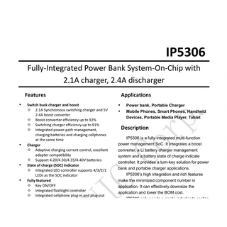 IP5306 SOP-8 Fully-Integrated Power Bank System-On-Chip with 2.1A ...