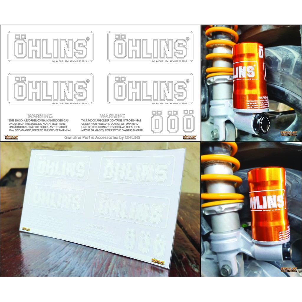 สติ๊กเกอร์ติด โช๊คแก๊ส OHLINS MADE IN SWEDEN / Motorcycle Sticker shock ...