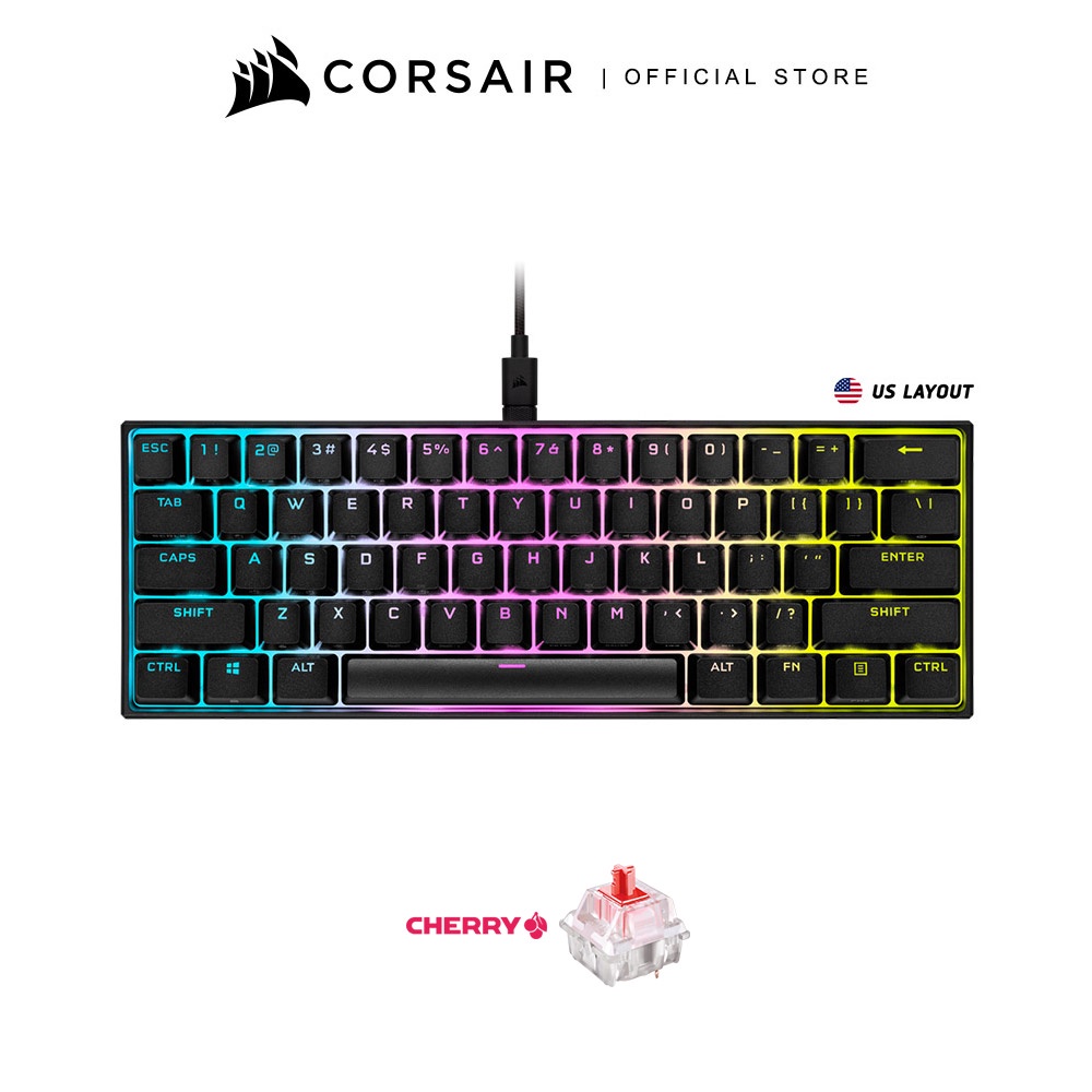 CORSAIR Keyboard K65 RGB MINI 60% Mechanical Gaming Keyboard US Layout ...