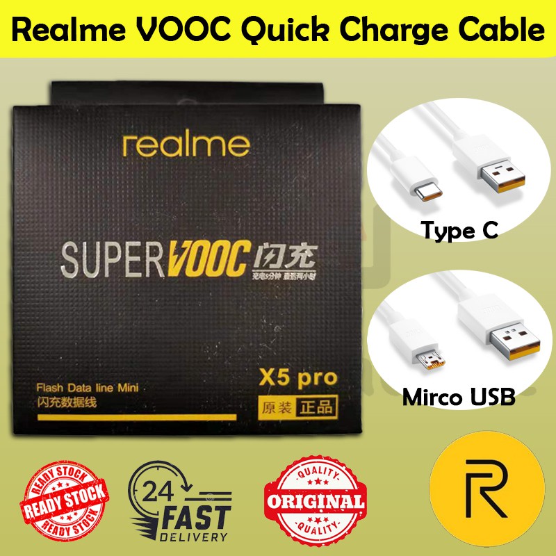Realme VOOC 5A สายเคเบิล USB Type C / Mirco ชาร์จเร็วมาก | Shopee Thailand