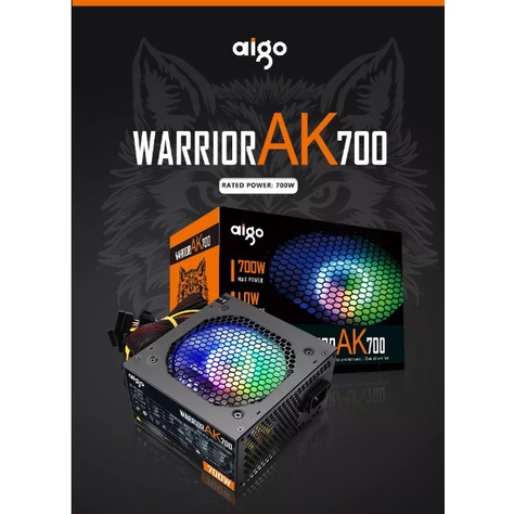 Aigo AK 700W PC PSU Power Supply Black Gaming Quiet 120mm rgb Fan 24pin ...