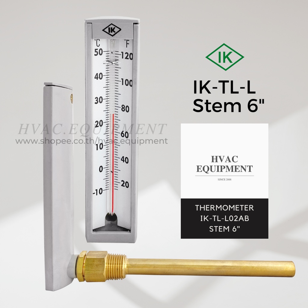 IK-TL-L Stem 6" แบบเกลียวออกหลัง Industrial Glass Thermometer ...
