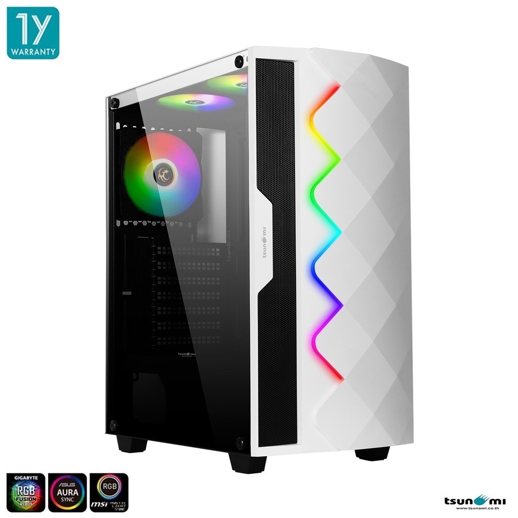 Tsunami ATX (NP) Tsunami ARGB 3601 Gaming Case TG ( Black / WHIE ...