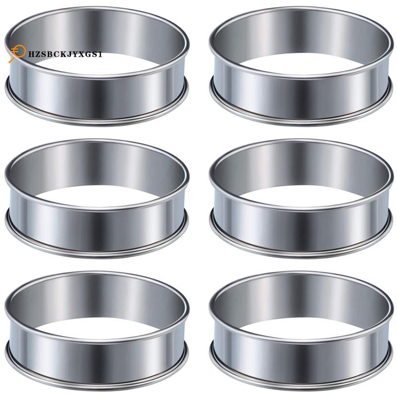 6 Pieces Muffin Tart Rings Double Rolled Tart Ring Stainless Steel ...