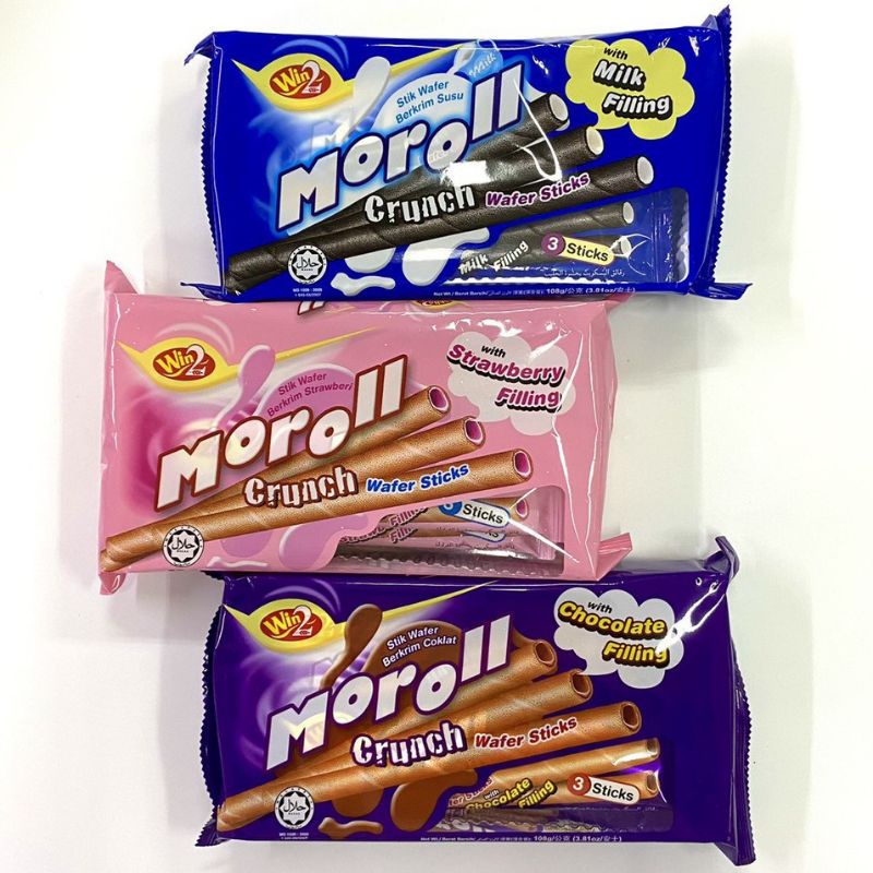 Win2 Moroll Crunch Wafer Sticks เวเฟอร์ รสนม รสช๊อคโกแลต รสสตอเบอรี่ ...
