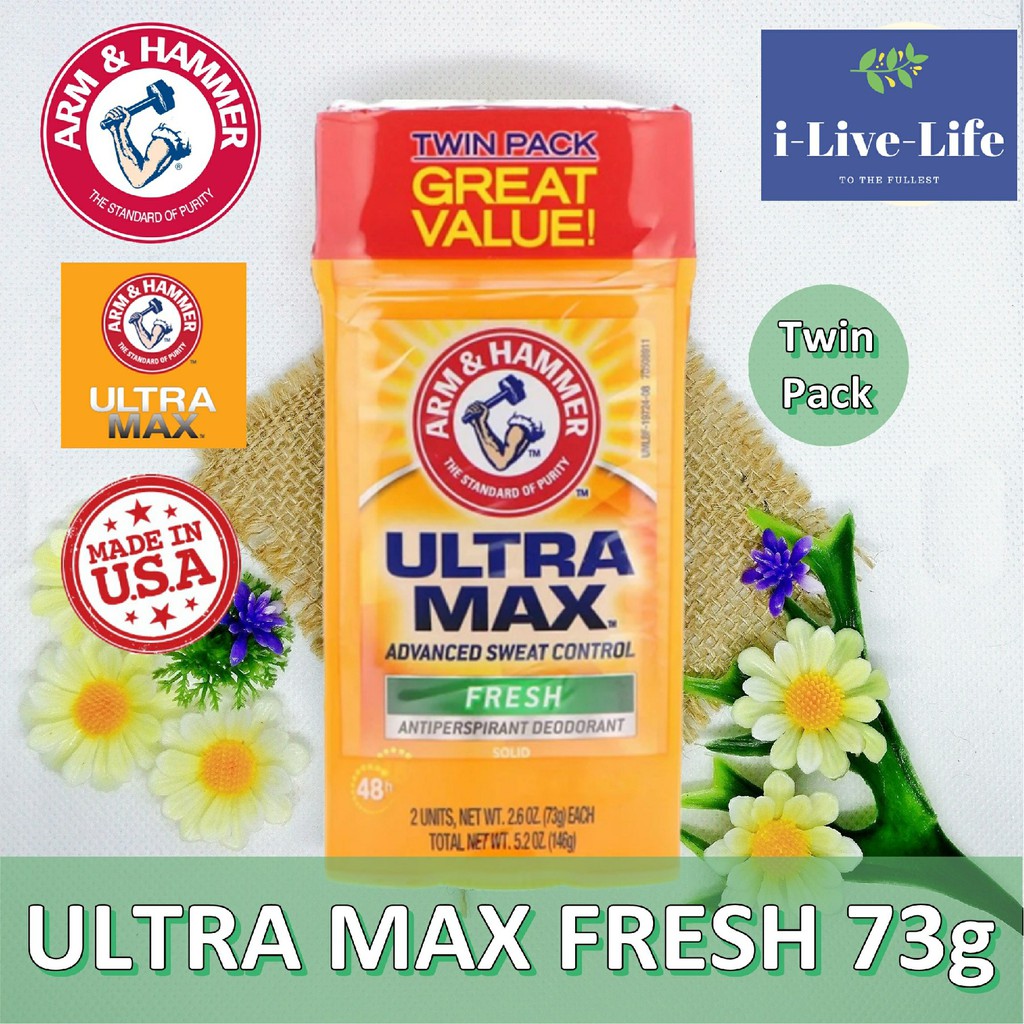 อาร์มแอนด์แฮมเมอร์ UltraMax Solid Antiperspirant Deodorant for Men Fresh 73g Twin Pack - Arm ...