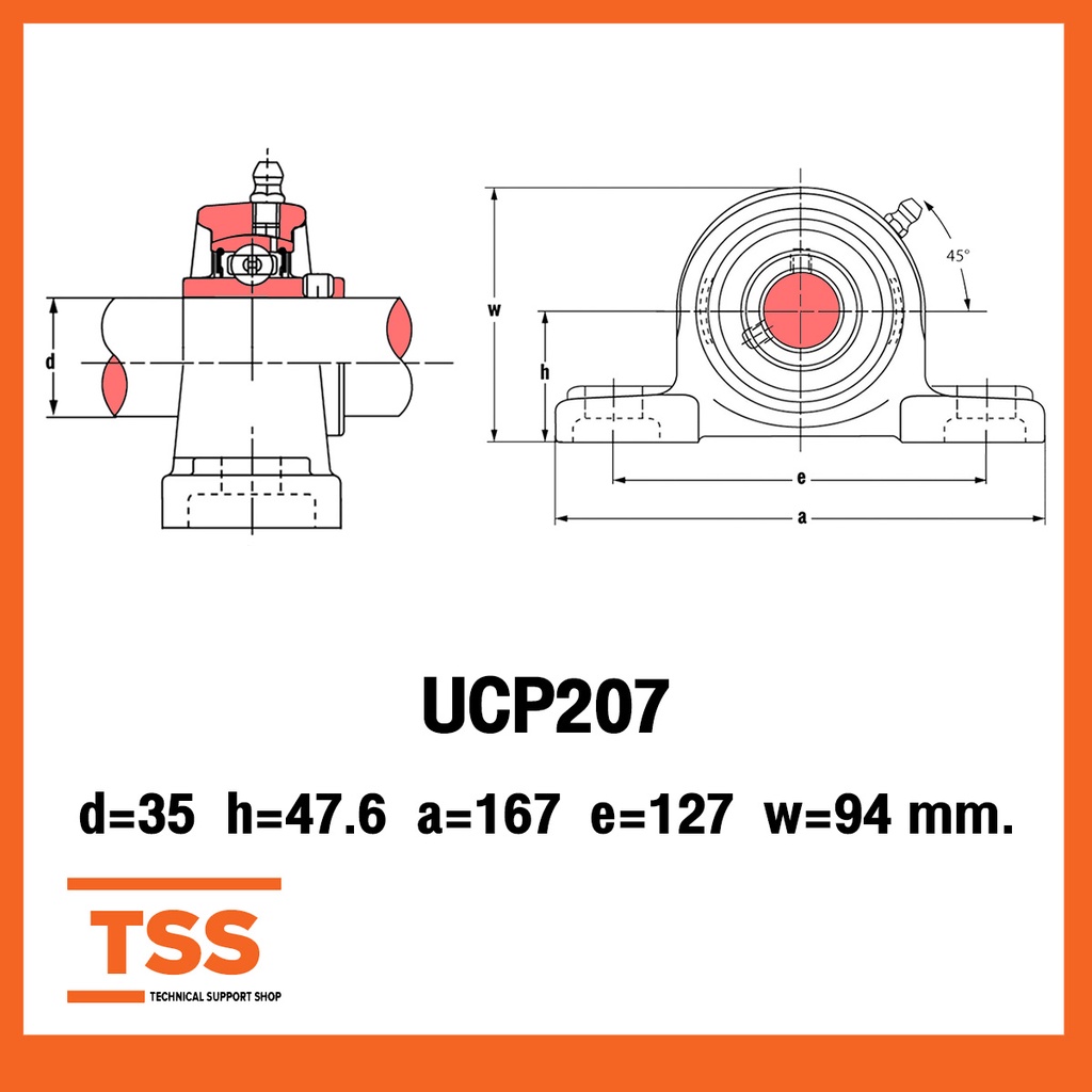 UCP207 ตลับลูกปืนตุ๊กตา UCP 207 BEARING UNITS ( สำหรับรูเพลาขนาด 35 มิล ...