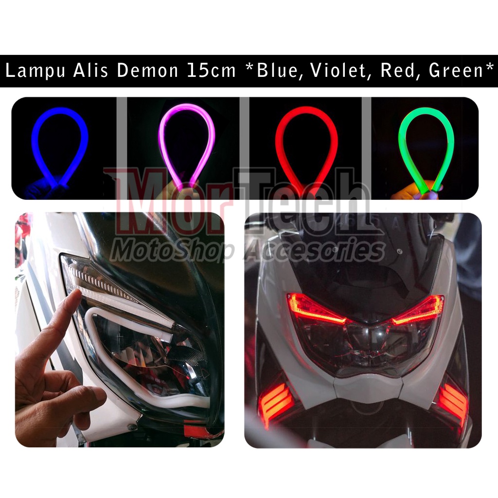 Drl Neon LED Eyebrow Light ปีศาจ Senja ไฟเลี้ยว 15 ซม.รถจักรยานยนต์ ...