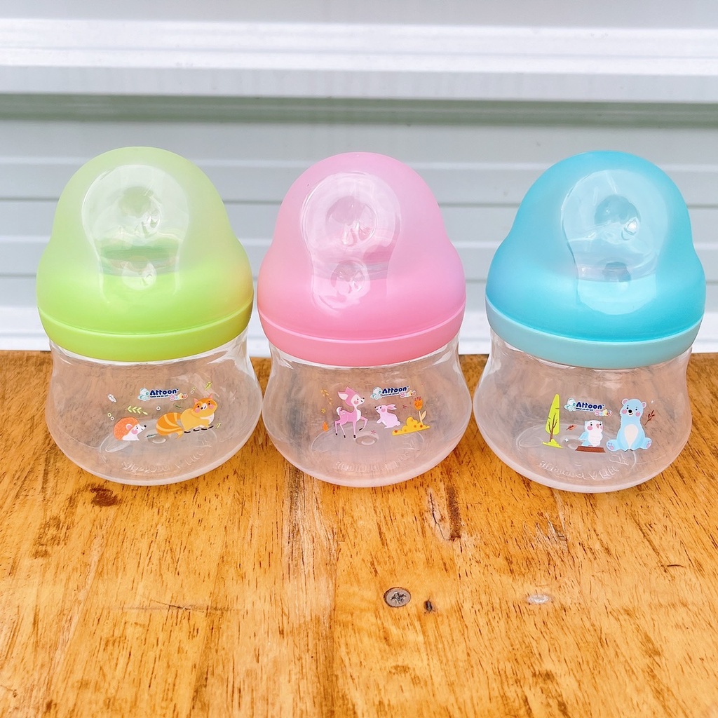 ATTOON ขวดนมคอกว้าง ขนาด 4 oz. รุ่น Smile สามารถเลือกสีได้ | Shopee Thailand