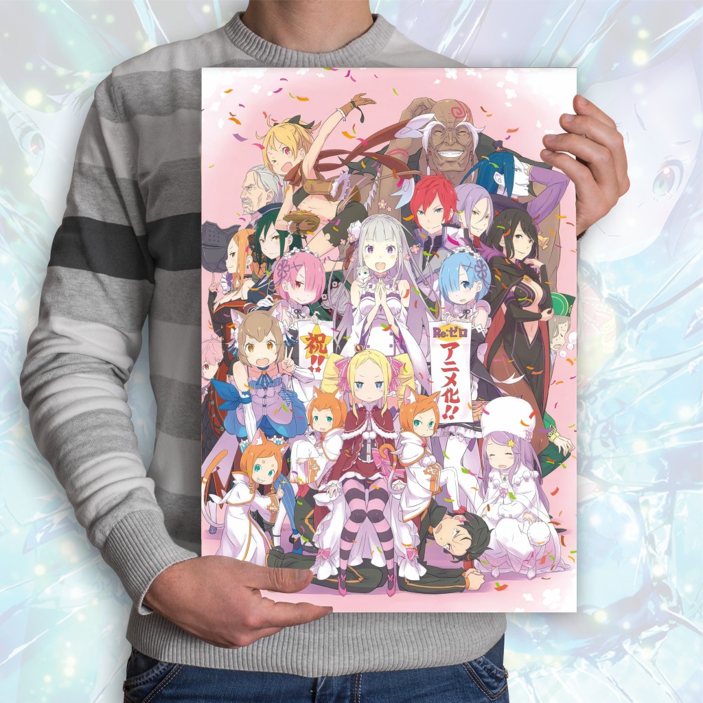 Hiasan DINDING โปสเตอร์ ลายการ์ตูนอนิเมะ Re Zero Subaru Emilia Rem Ram Puck Roswaal ขนาด A3 ...