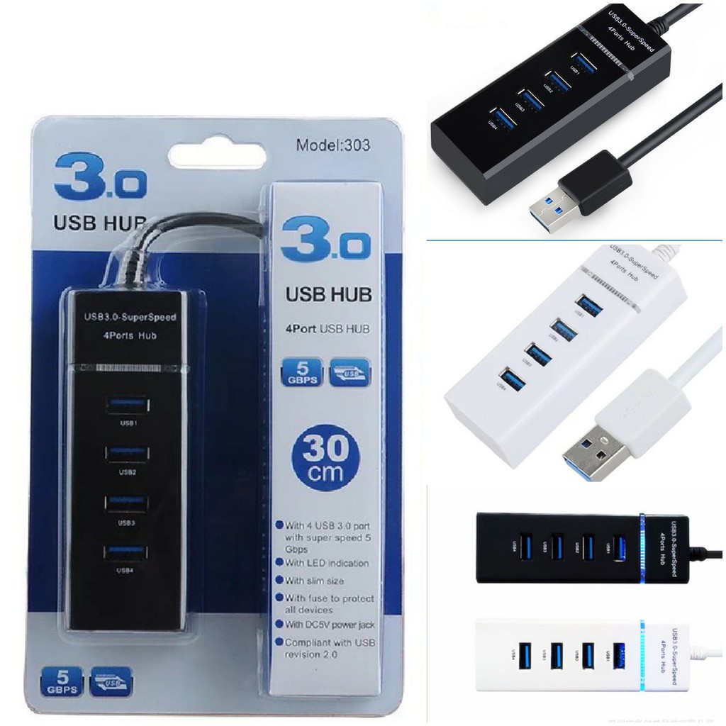 HUB USB 3.0 4 port 5Gbps 30 cm รุ่น 303 (สินค้ามีพร้อมส่ง) | Shopee Thailand