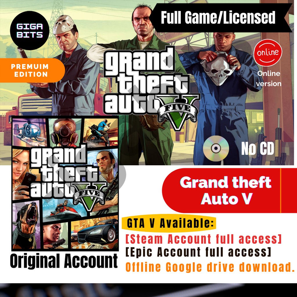 Gta 5 Grand Theft Auto V Steam หรือ Epic บัญชีเกมพีซี เวอร์ชันออนไลน์และเวอร์ชันออฟไลน์ (ดาวน์ ...