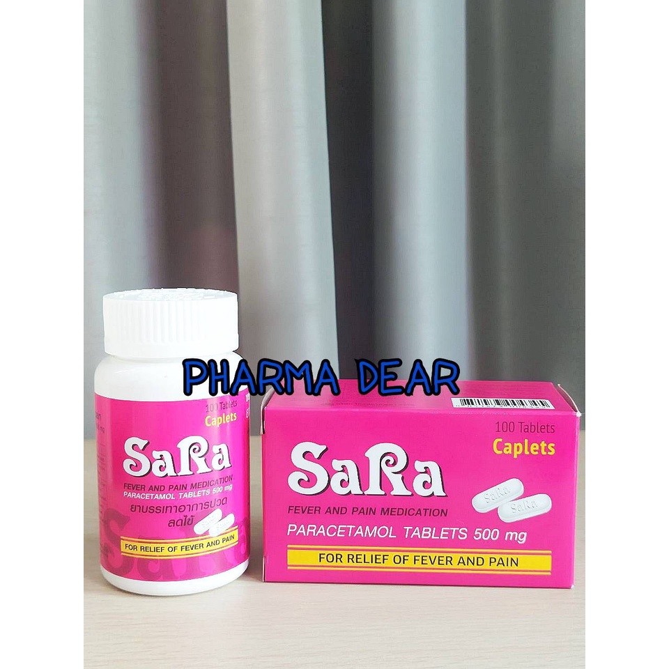 ซาร่า Sara Paracetamol พาราเซตามอล 500mg. เม็ดรี 100เม็ด | Shopee Thailand