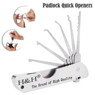 Lock Picking Set Foldable 7 in 1 Stainless Steel Lock Pick Set with Wrench Compact Training Kit ...
