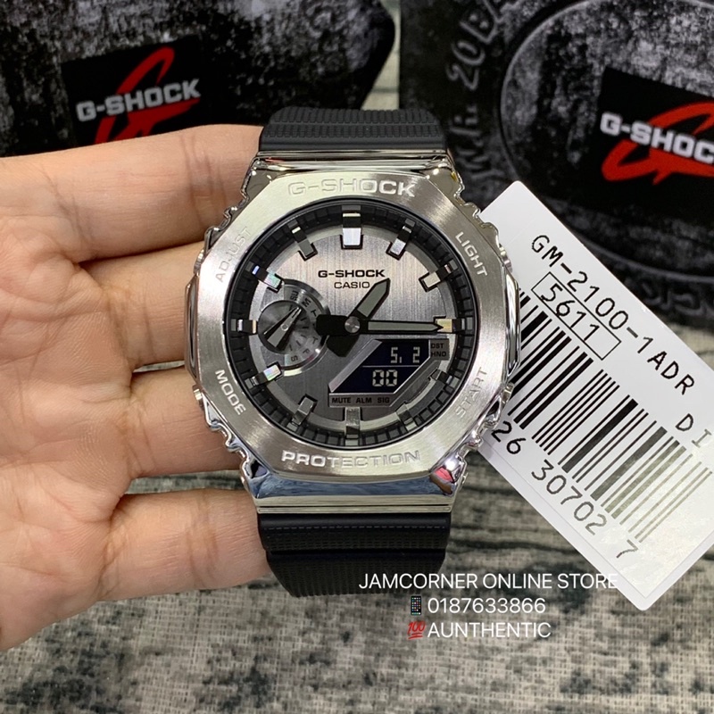 Casio G-SHOCK GM-2100-1A Steel Series นาฬิกาสปอร์ตโลหะสีเงิน Man นาฬิกา Unisex กีฬานาฬิกา w692 ...