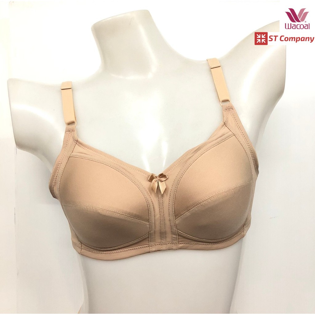 Wacoal Basic Bra สีเบจ (BE) ไม่มีโครง Wireless Bra เต็มคัพ เก็บทรง เสริมฟองบาง 3 ตะขอ ชุดชั้นใน ...