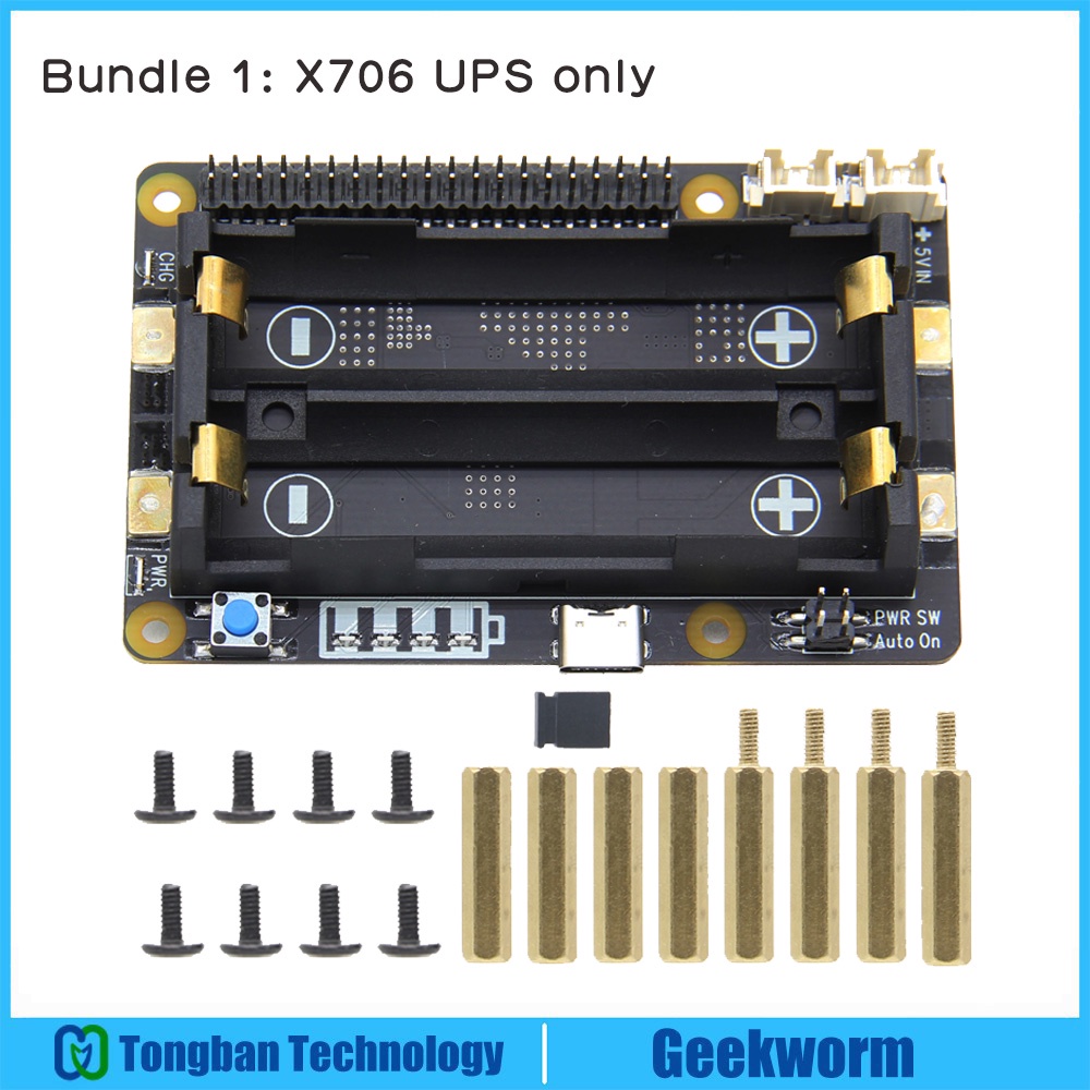 Raspberry Pi X706 V1.1 18650 UPS HAT Shield with Auto Power On for ...