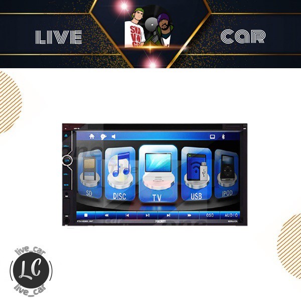 เครื่องเสียงติดรถยนต์ 2DIN พร้อมจอ 6.95 นิ้ว เล่นแผ่นDVD CD ดีวีดีได้ PRIORITY รุ่น PT-HD869.5BT ...