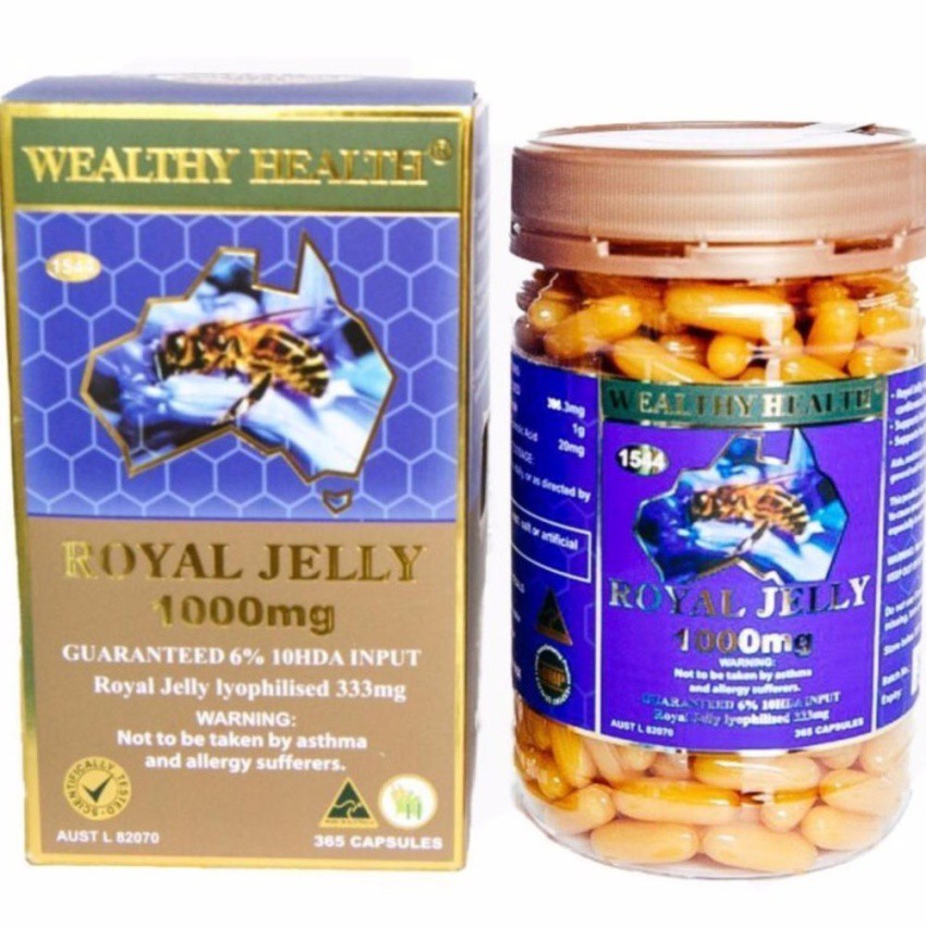 Wealthy Health Royal Jelly นมผึ้งโดม 1000mg 6% นมผึ้งโดม (365capsules) 1 กล่อง. | Shopee Thailand
