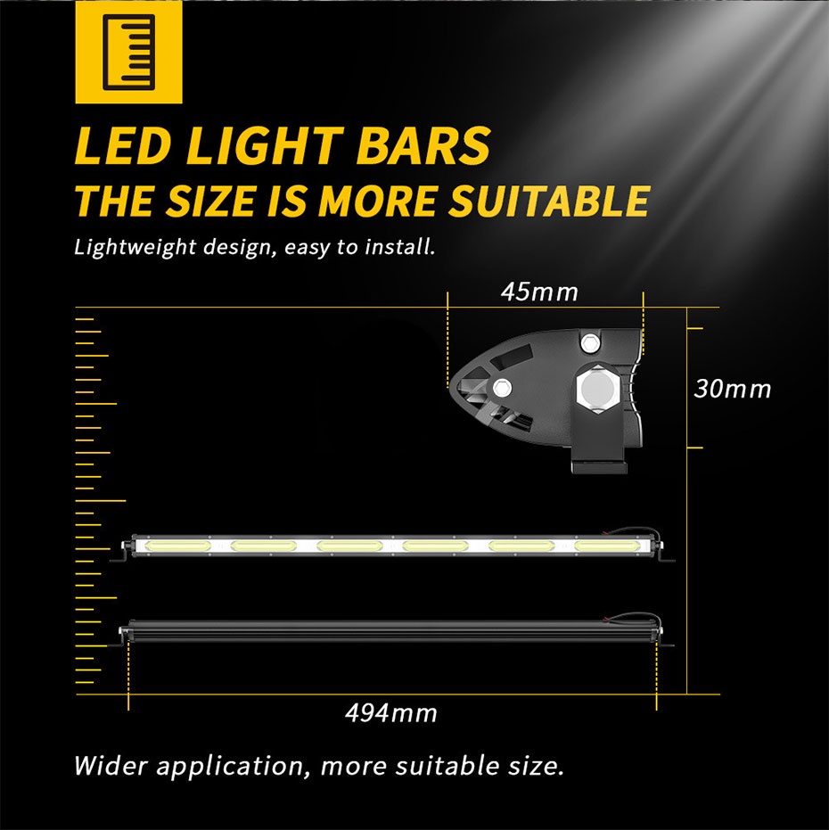 SEAMETAL บางเฉียบ ไฟ LED ทำงานรถยนต์ 12V 24V LED COB Light Bar แถบไฟไฟ ...