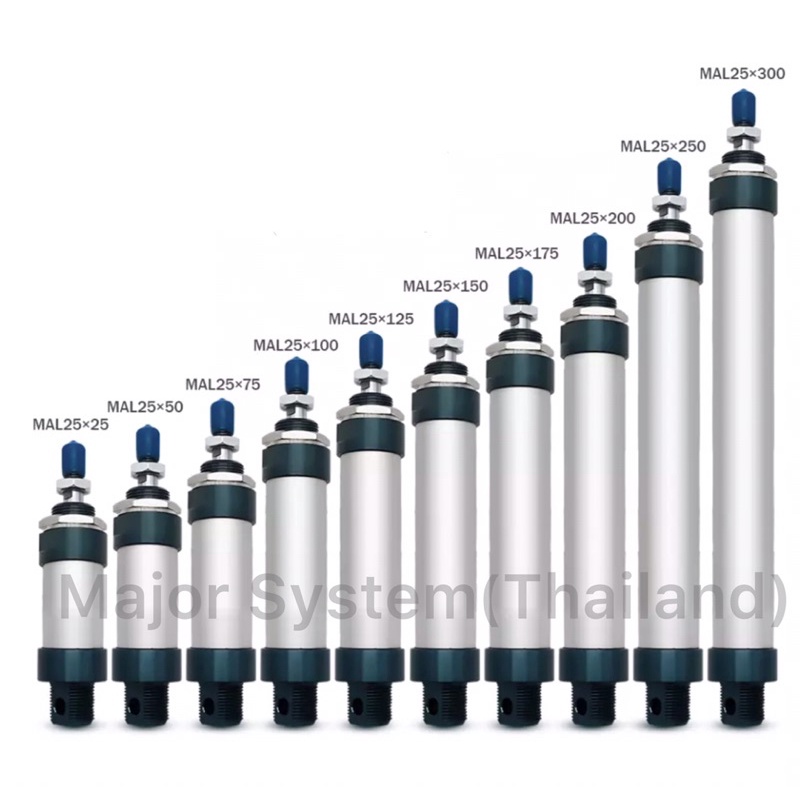 กระบอกลม MAL แบบกลมท่ออลูมิเนียม PNEUMATIC CYLINDER 25X25/ 25X50/ 25X75 ...