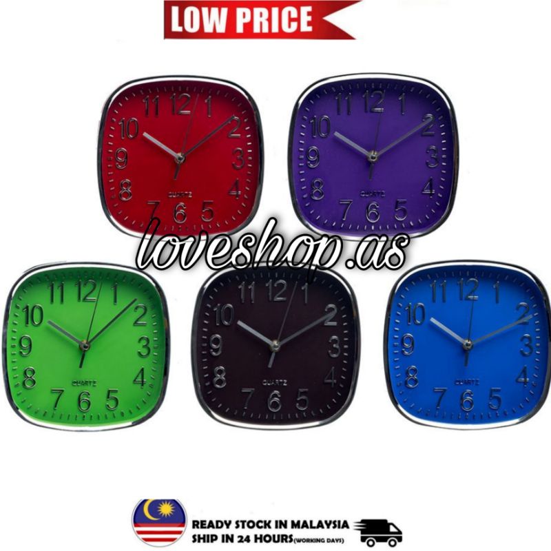 ️QBS Metal FRAME SILENT SQUARE WALL CLOCK - 20CM, JAM DINDING PELBAGAI ...