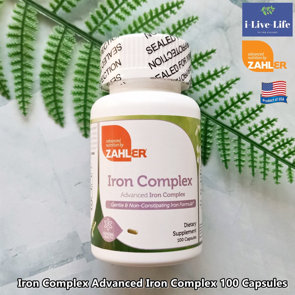 ธาตุเหล็ก Iron Complex Advanced Iron Complex 100 Capsules - Zahler ...