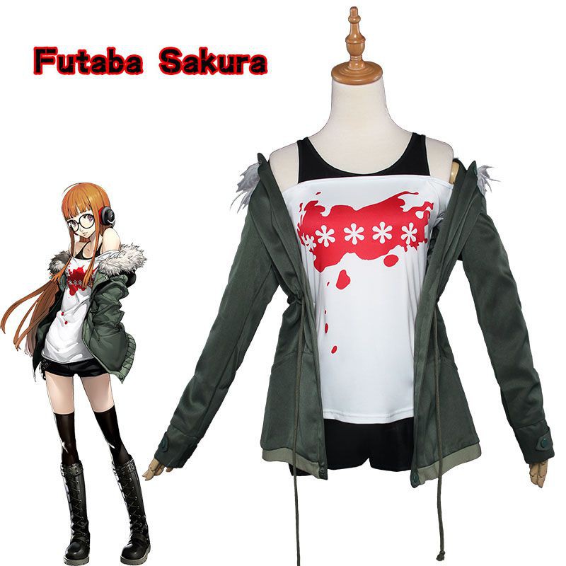 Persona 5 Futaba Sakura Shirt AFK Cosplay Costume Flight jacket Suit # ...