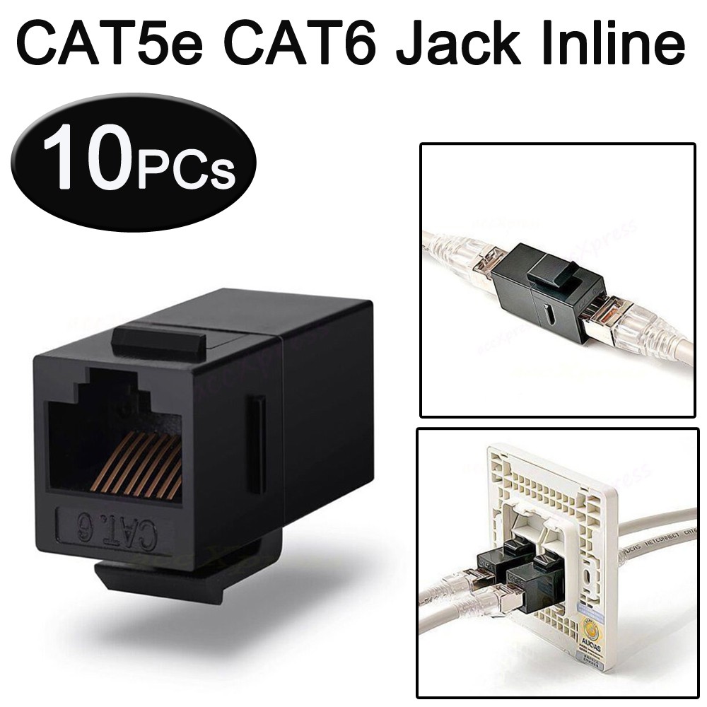 หัว RJ45 CAT6 สีดำ เมีย-เมีย สามารถนำไปใส่ หน้ากากแลนได้ 10 หัว Female ...