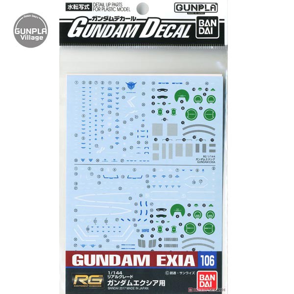 Bandai Decal GD106 RG Gundam Exia 4549660196051 (Decal) | Shopee Thailand