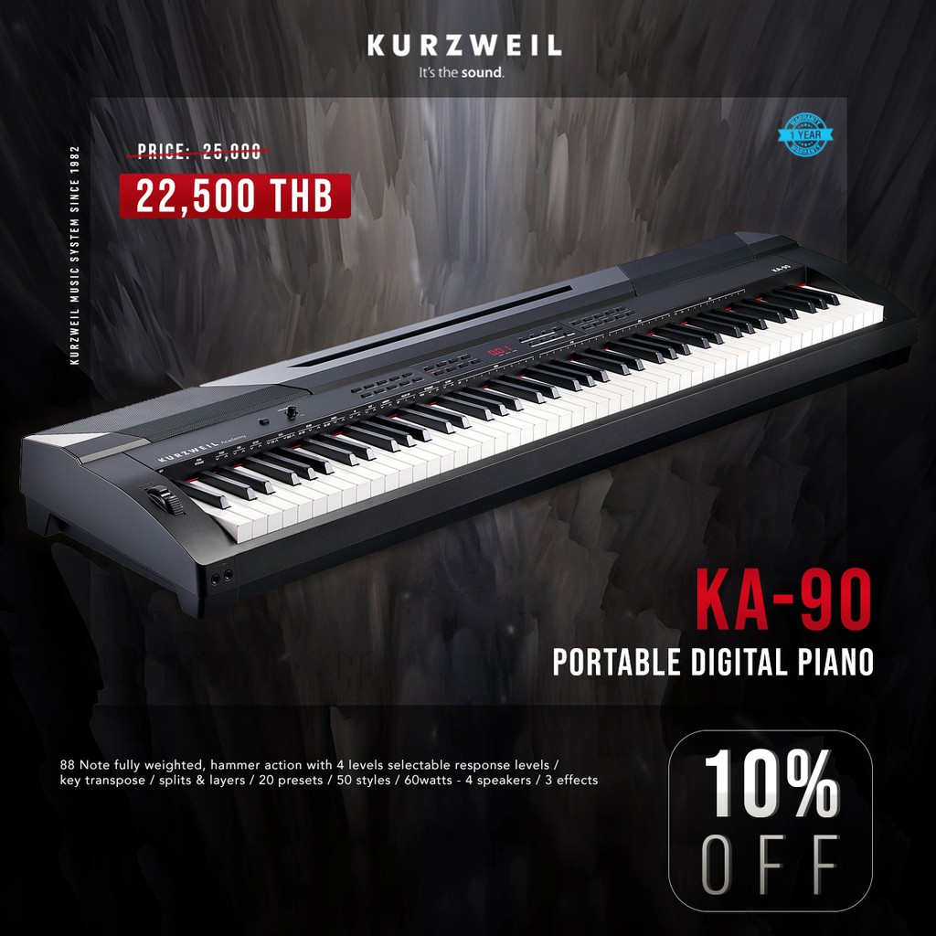 Kurzweil KA-90 Portable Digital Piano I เปียโนไฟฟ้า 88 Keys (รับประกัน ...