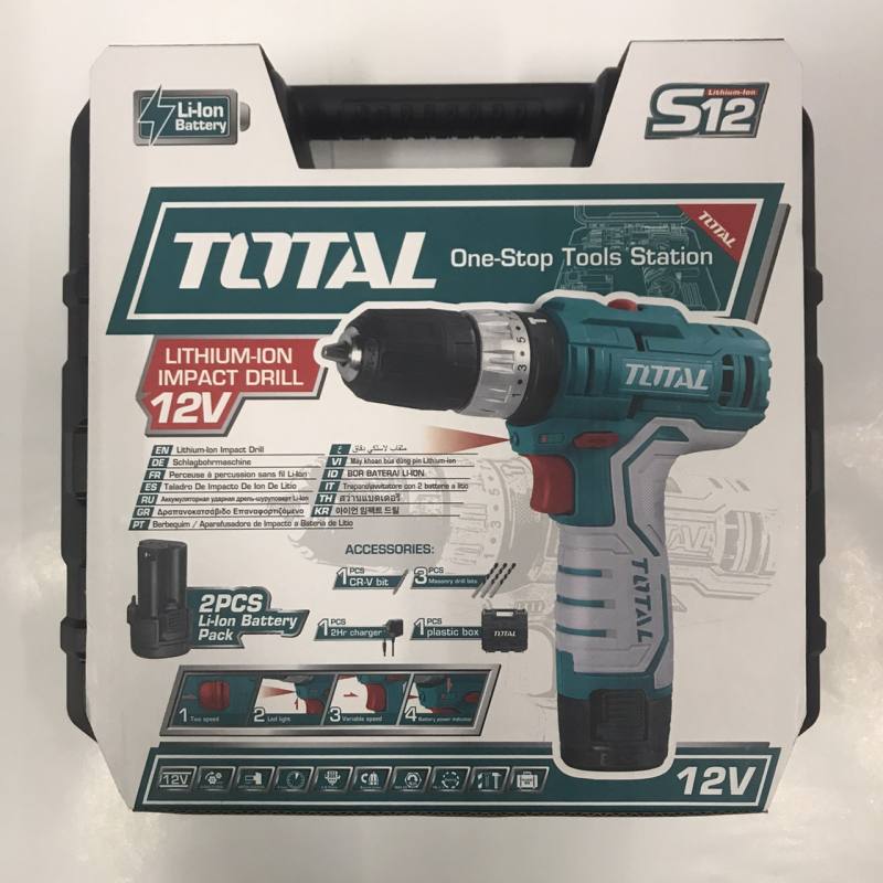 TOTAL TIDLI 1232 สว่านกระแทกไร้สาย 12V. 1.5Ah เจาะ ไม้ เหล็ก ปูน แรงบิด ...